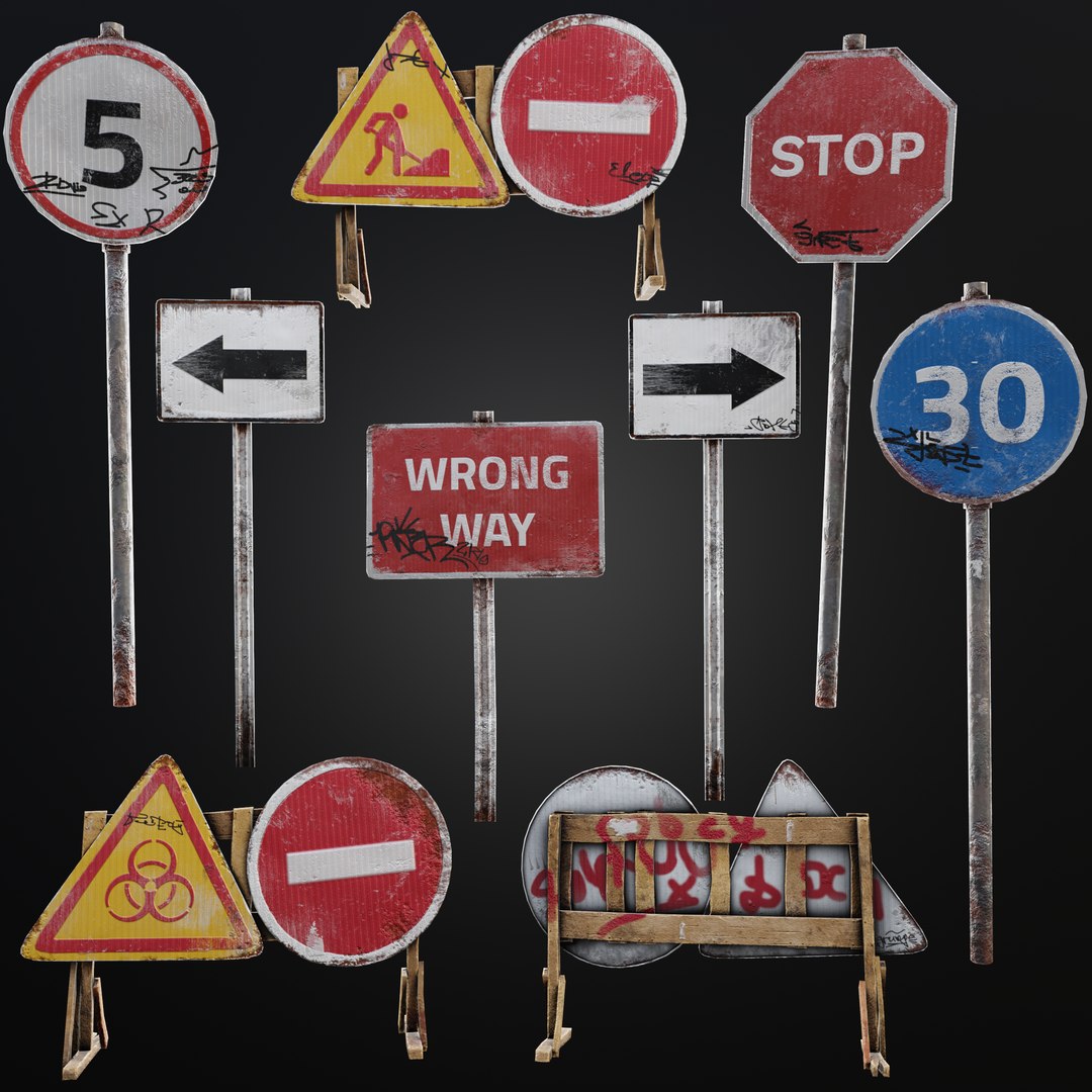 STOP Street Sign Post-apocalyptic Dirty Painted Rusty Soiled Muddy Low ...