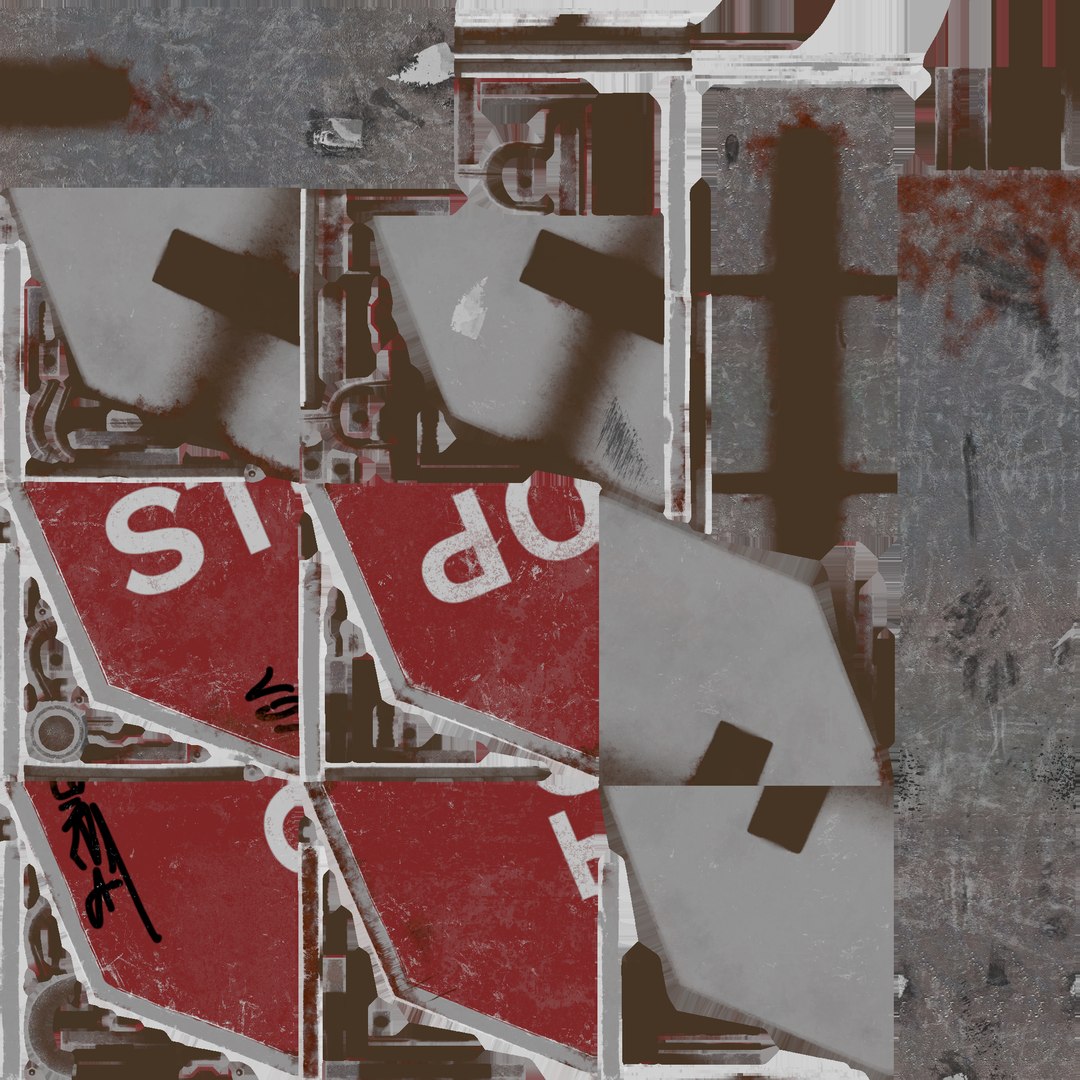 STOP Street Sign Post-apocalyptic Dirty Painted Rusty Soiled Muddy Low ...