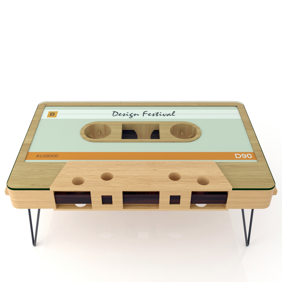 3d model of cassette tape coffee table