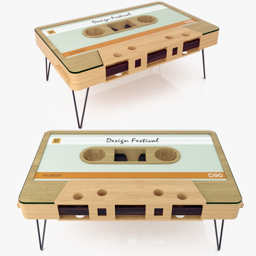 3d model of cassette tape coffee table