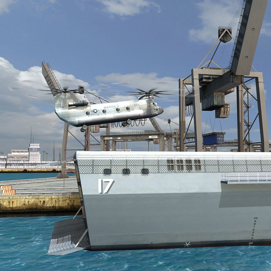 navy base port scenario 3d model