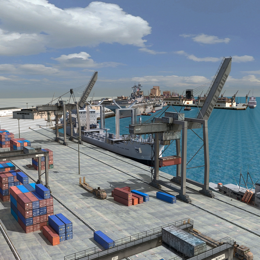 navy base port scenario 3d model