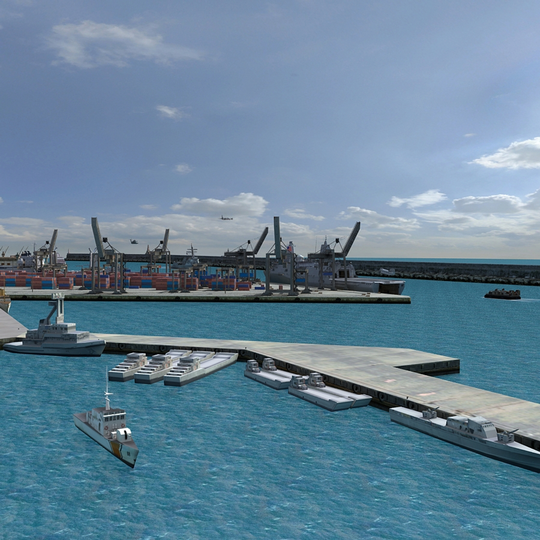 navy base port scenario 3d model