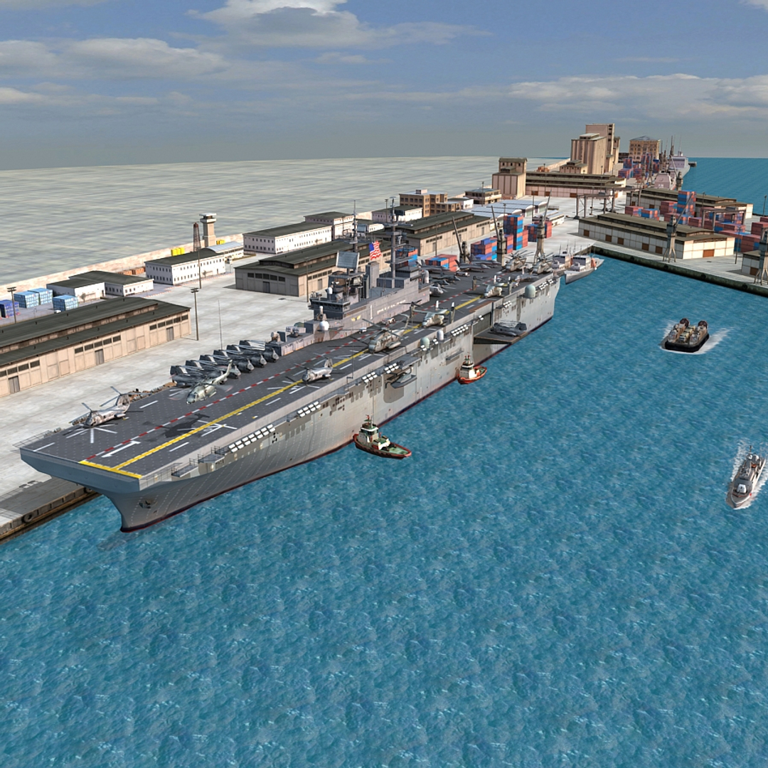 navy base port scenario 3d model