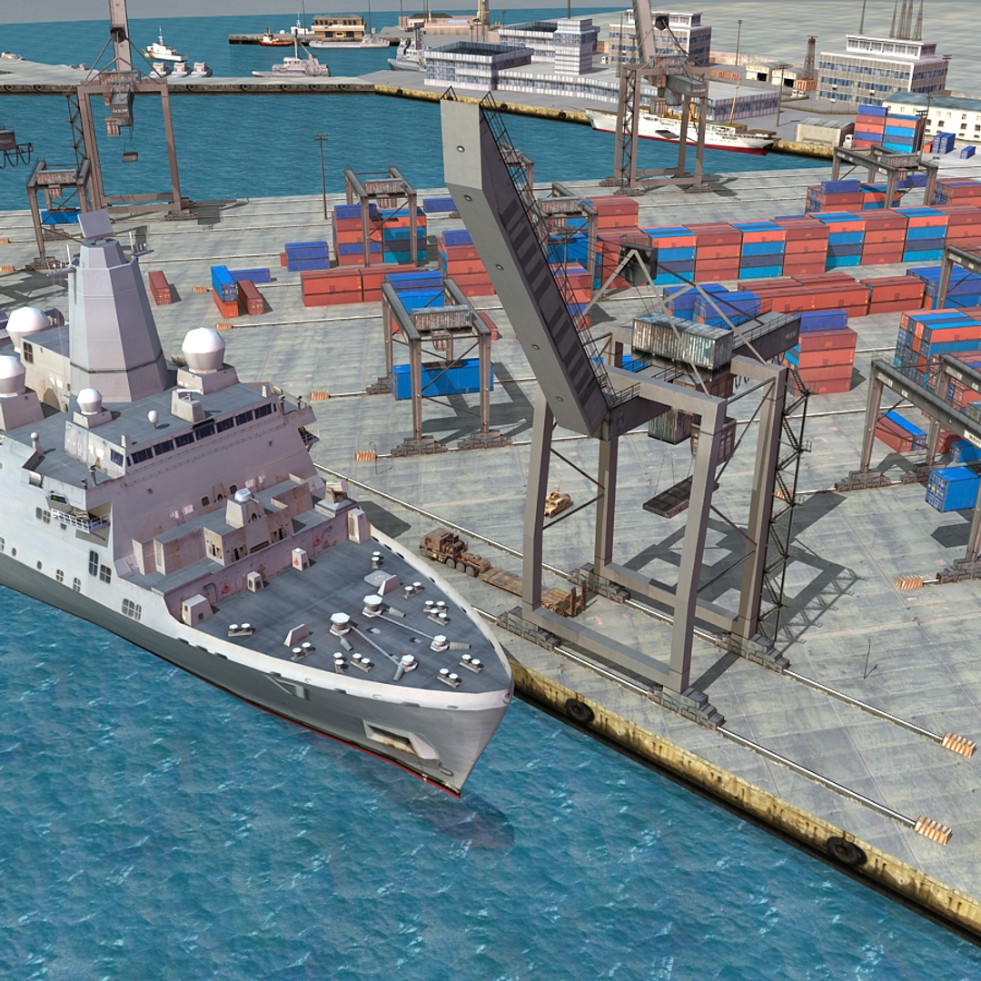 navy base port scenario 3d model