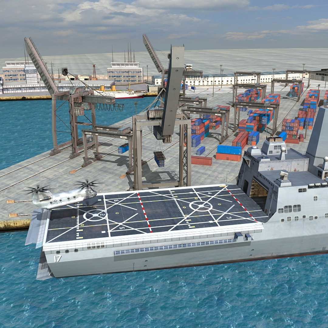 navy base port scenario 3d model