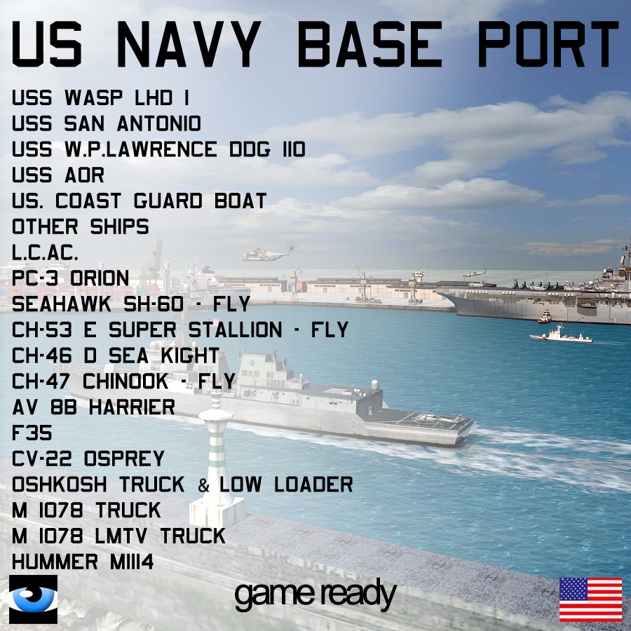 navy base port scenario 3d model