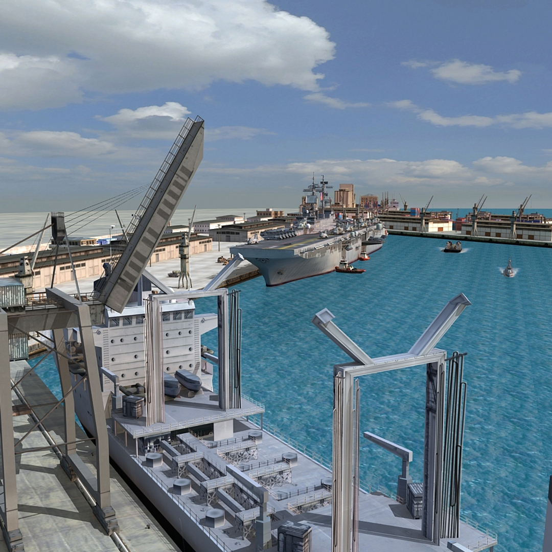 navy base port scenario 3d model
