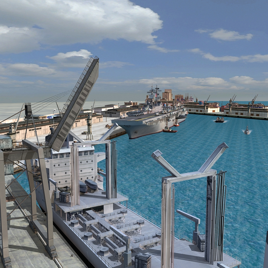 navy base port scenario 3d model