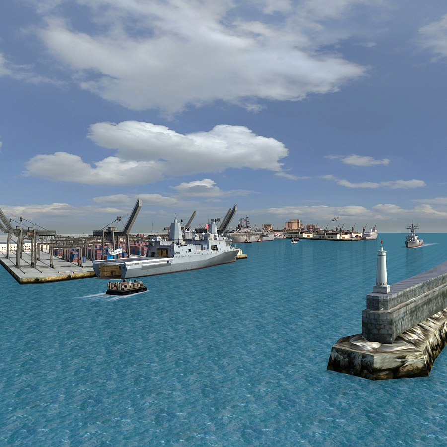 navy base port scenario 3d model