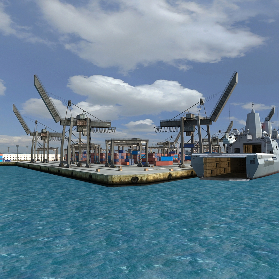 navy base port scenario 3d model
