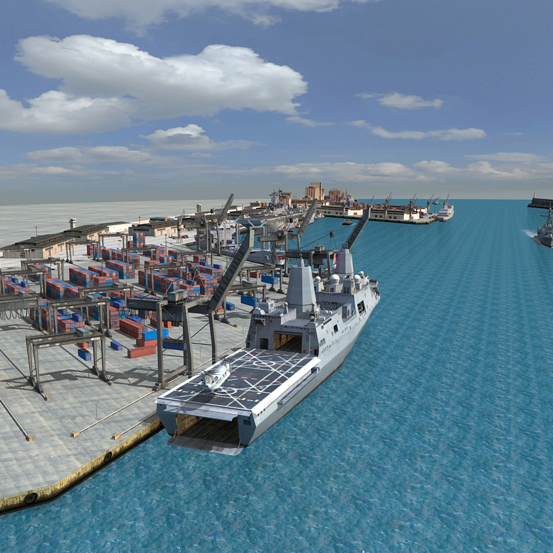 navy base port scenario 3d model