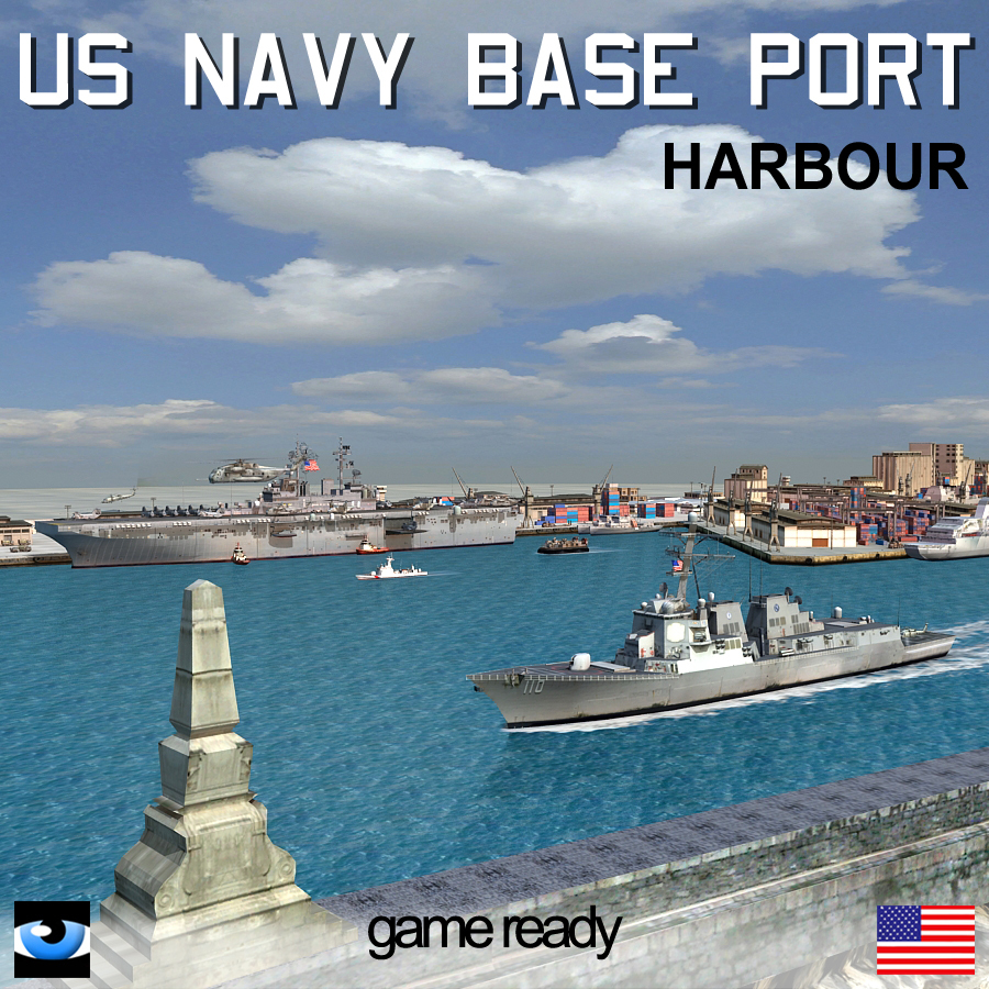 navy base port scenario 3d model