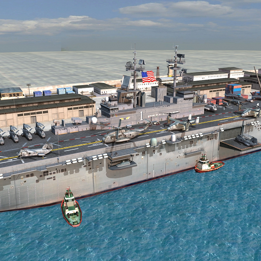 navy base port scenario 3d model