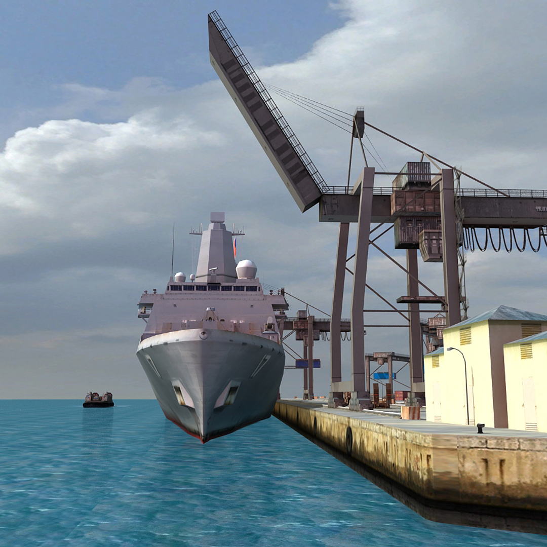 navy base port scenario 3d model