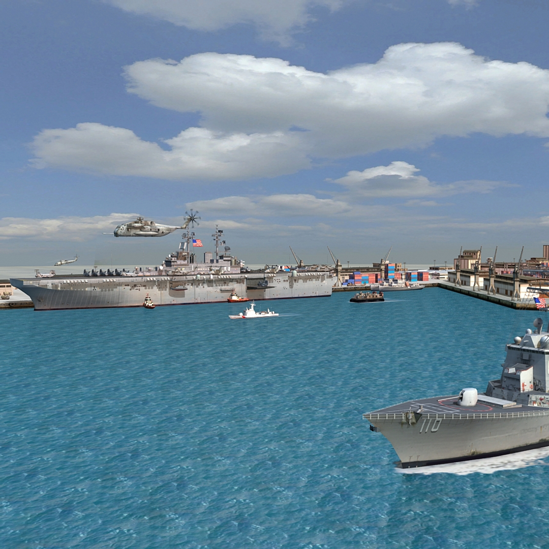 navy base port scenario 3d model