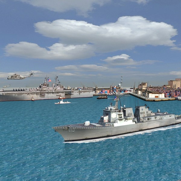 navy base port scenario 3d model