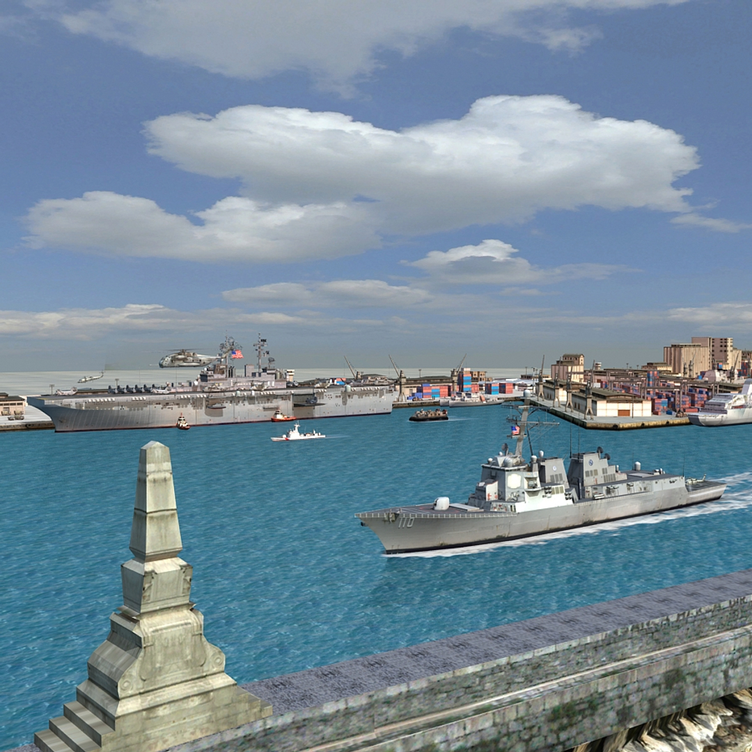 navy base port scenario 3d model