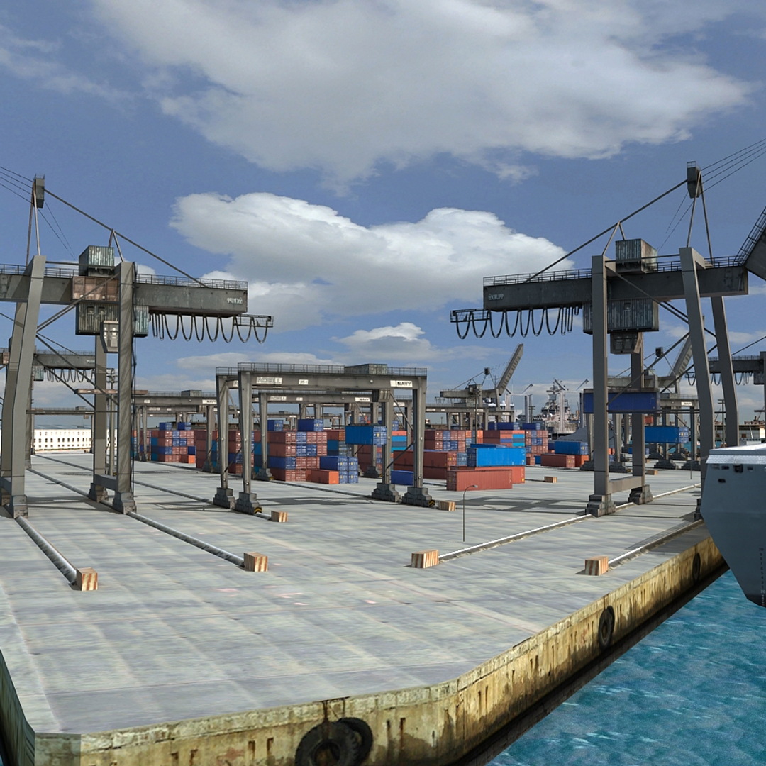 navy base port scenario 3d model