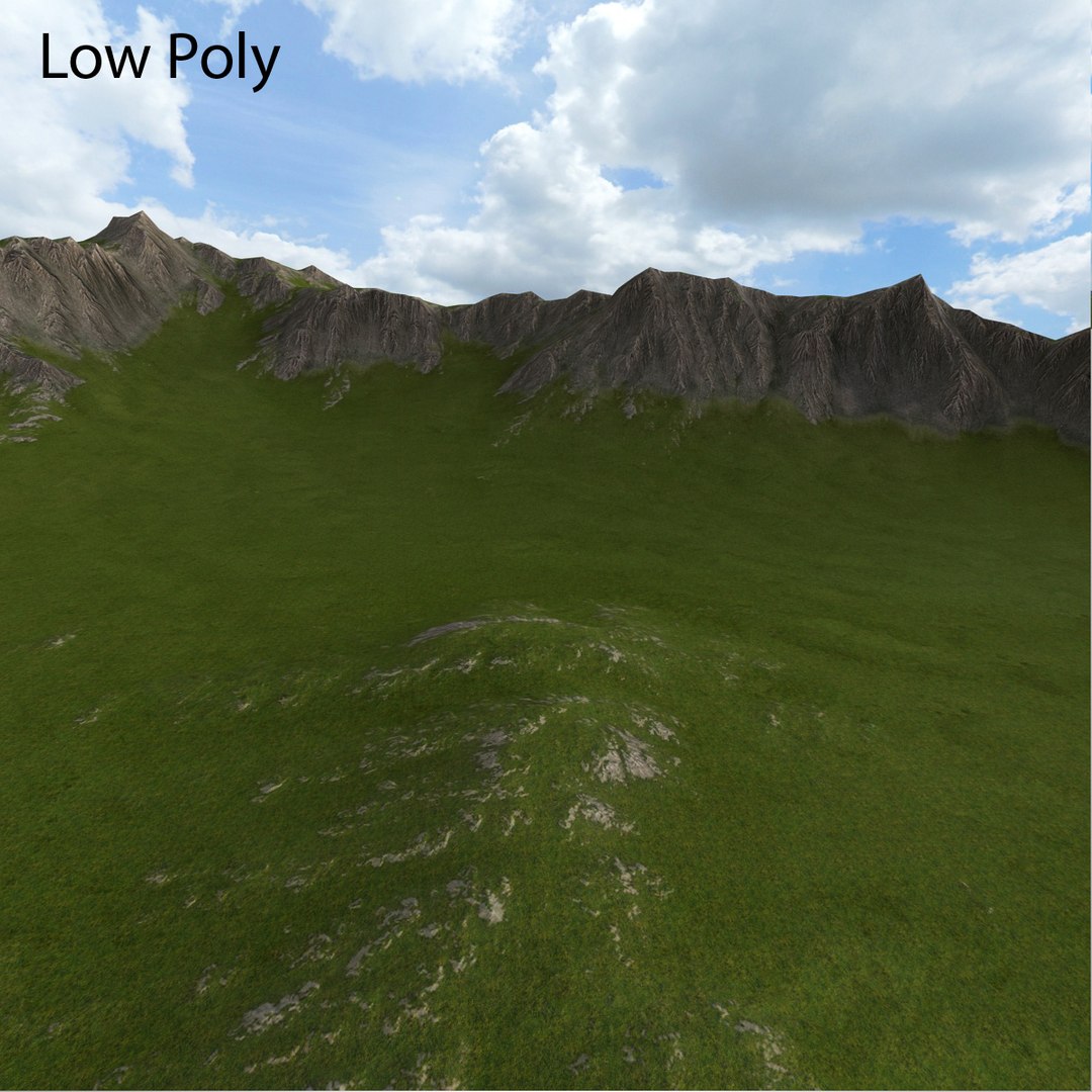 3d model of mountain valley landscape