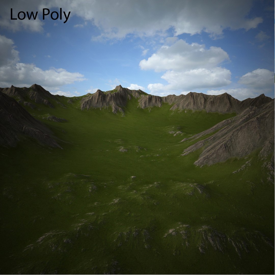 3d model of mountain valley landscape