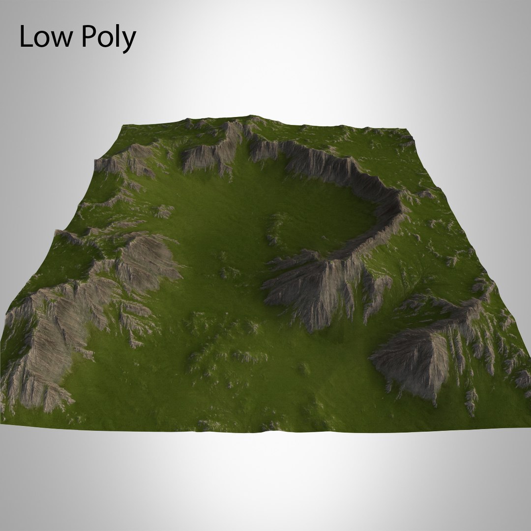3d model of mountain valley landscape