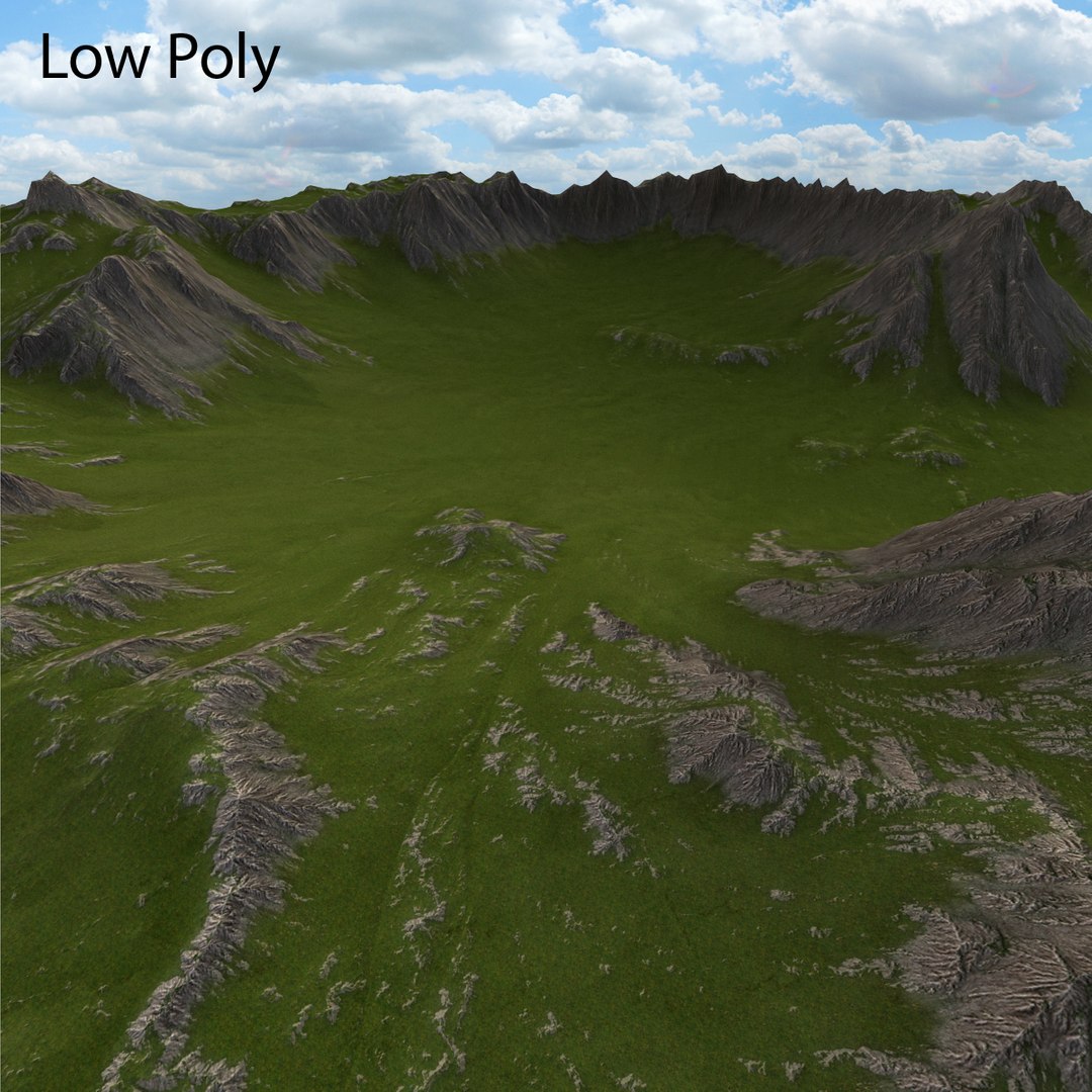 3d model of mountain valley landscape
