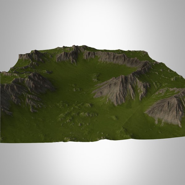 3d model of mountain valley landscape