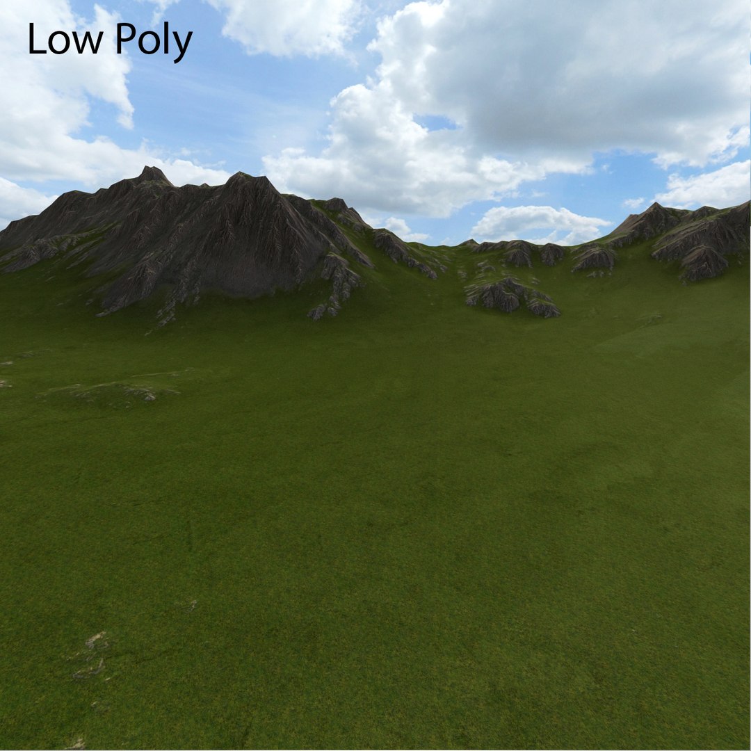 3d model of mountain valley landscape