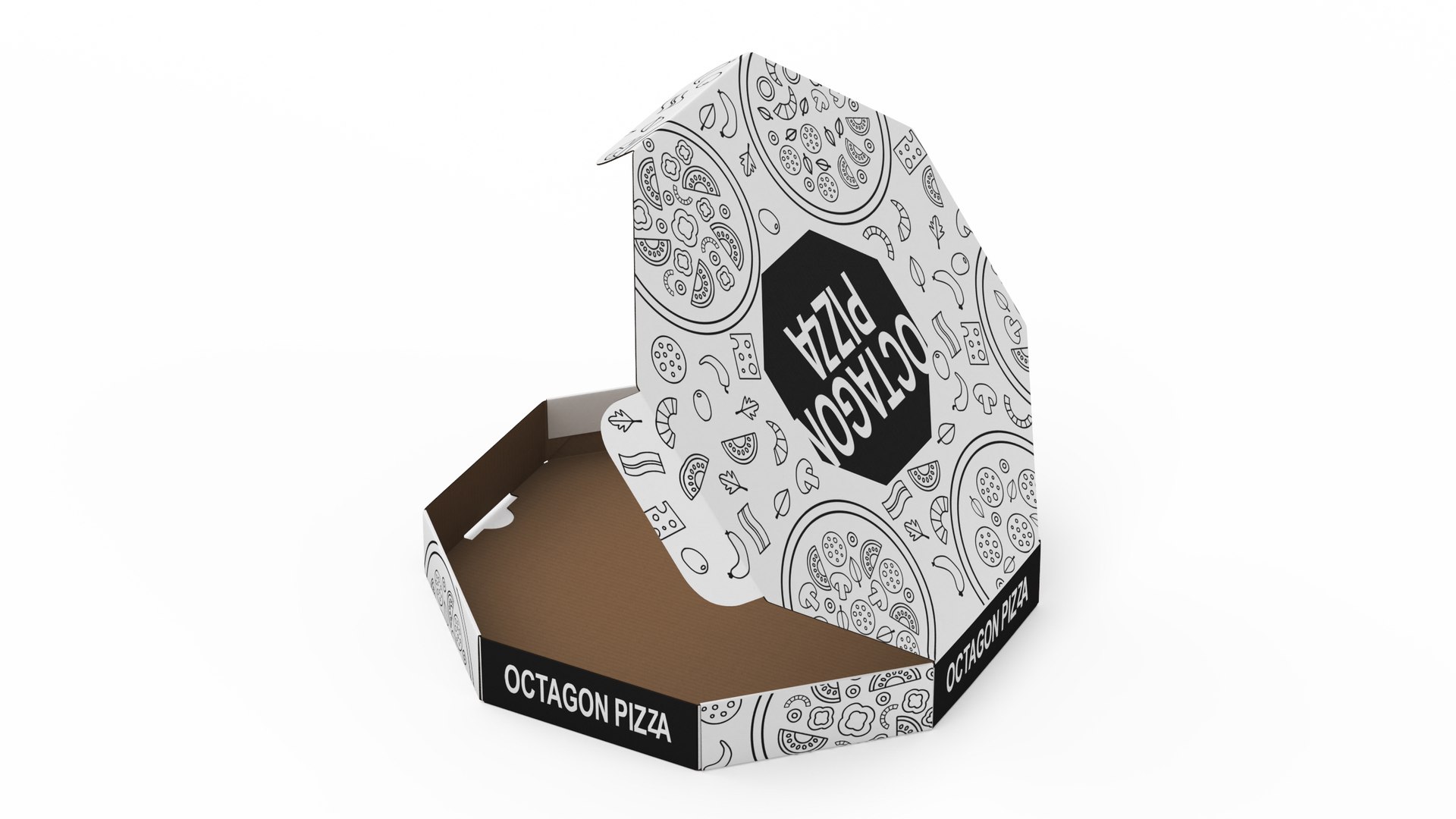 3D Octagonal Pizza Box White Model - TurboSquid 2000292