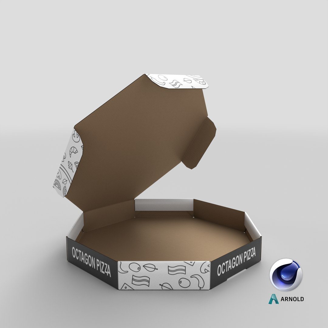 3D Octagonal Pizza Box White Model - TurboSquid 2000292