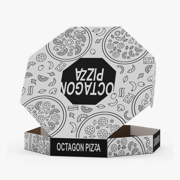 3D Octagonal Pizza Box White model - TurboSquid 2000292