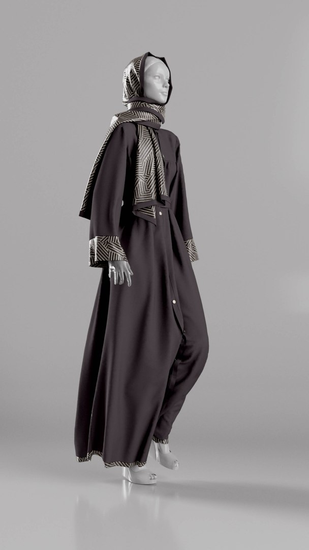 3D Abaya With Hijab V01 Model - TurboSquid 2064527