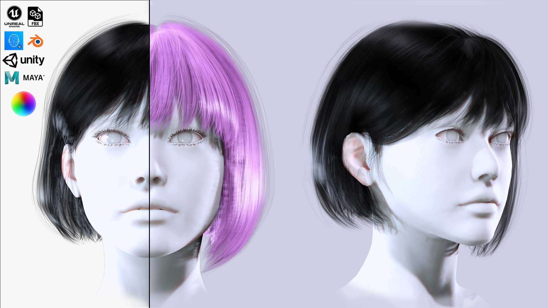 modelo 3d Peinado Bob femenino Low-poly - TurboSquid 2138242