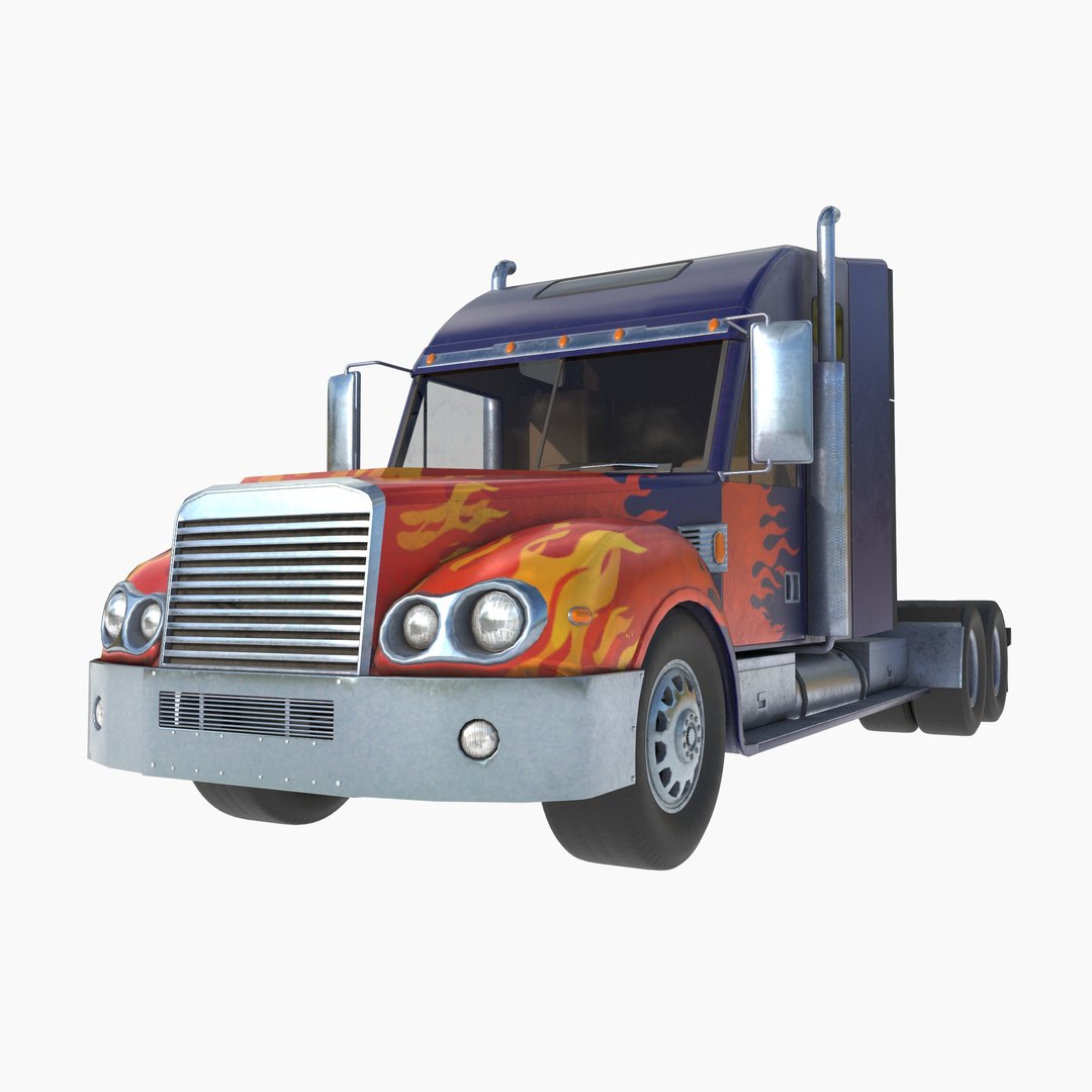 3D Truck Tractor With Flame Paint - TurboSquid 2227203