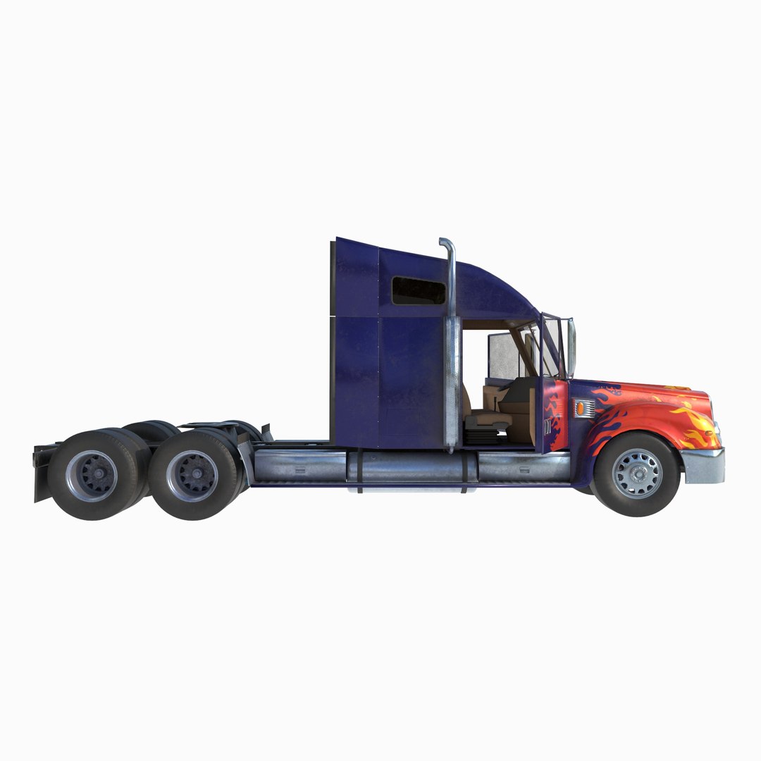 3D Truck Tractor With Flame Paint - TurboSquid 2227203