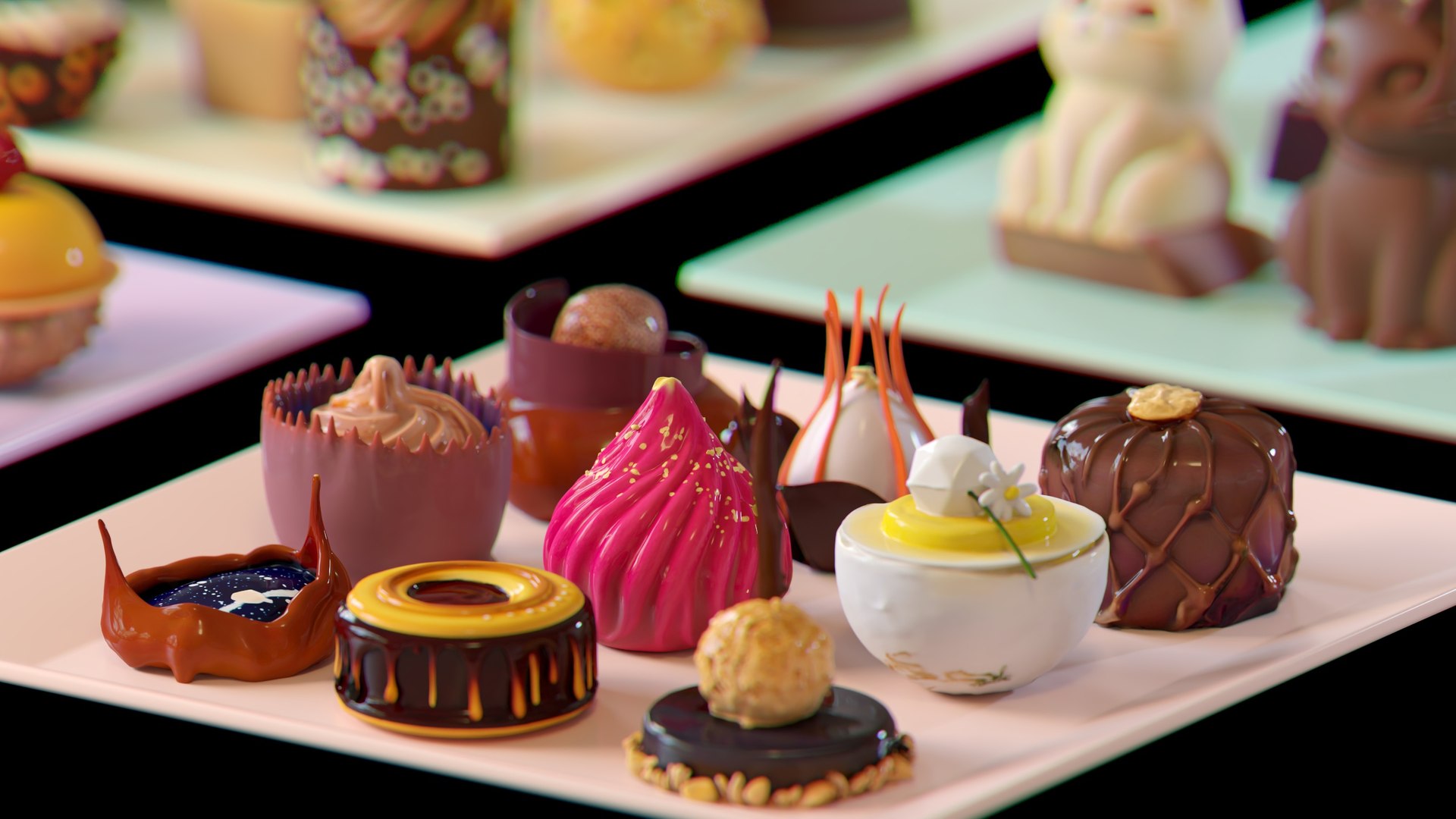 3D Gourmet Mini Desserts Candy Collection 35 3d Assets Low-poly Model ...