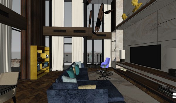 Sketchup V-ray 客厅 V33D模型 - TurboSquid 2270023