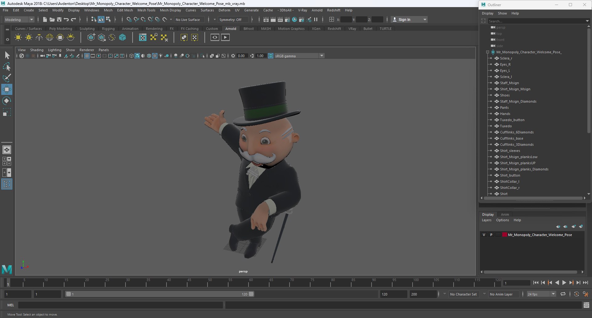 3D Mr Monopoly Character Welcome Pose - TurboSquid 2274944