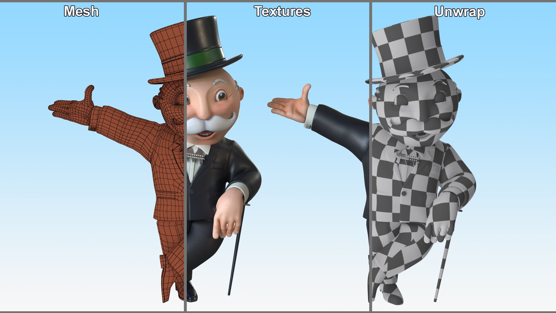 3D Mr Monopoly Character Welcome Pose - TurboSquid 2274944