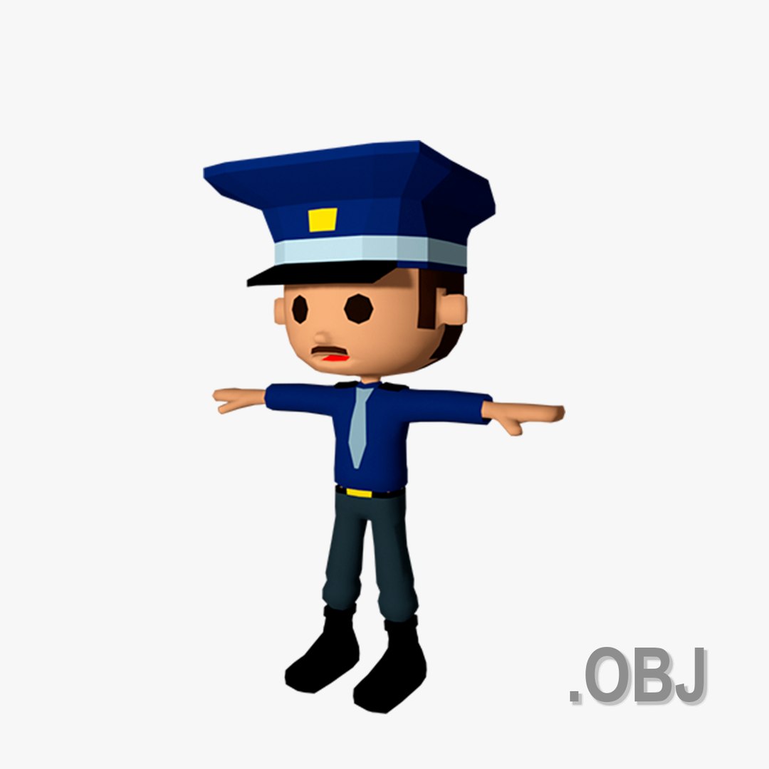 3D Police Man - OBJ - Low Poly Quad Model - TurboSquid 1785508