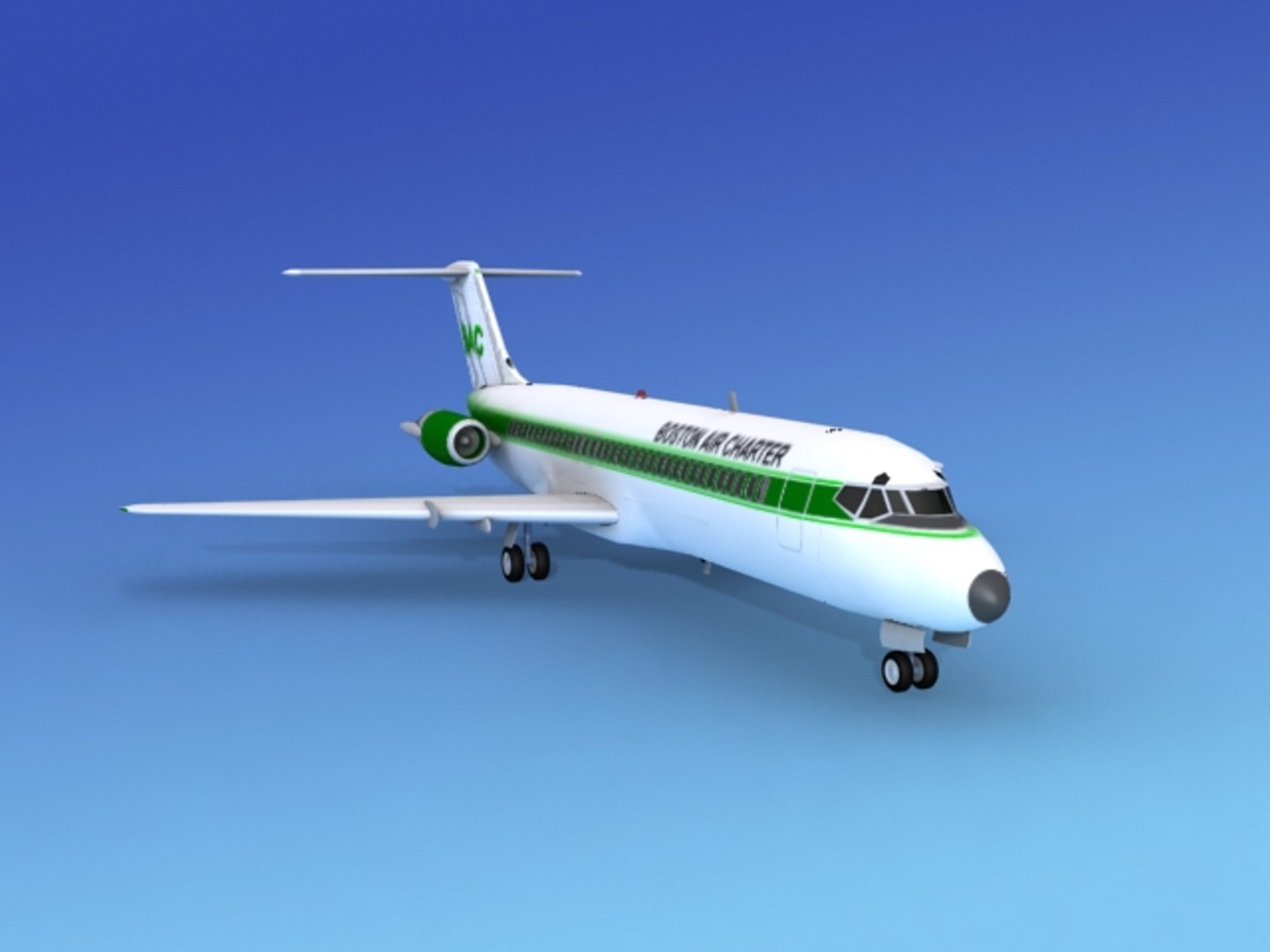 Dc-9 Commercial Airliner 3d Model
