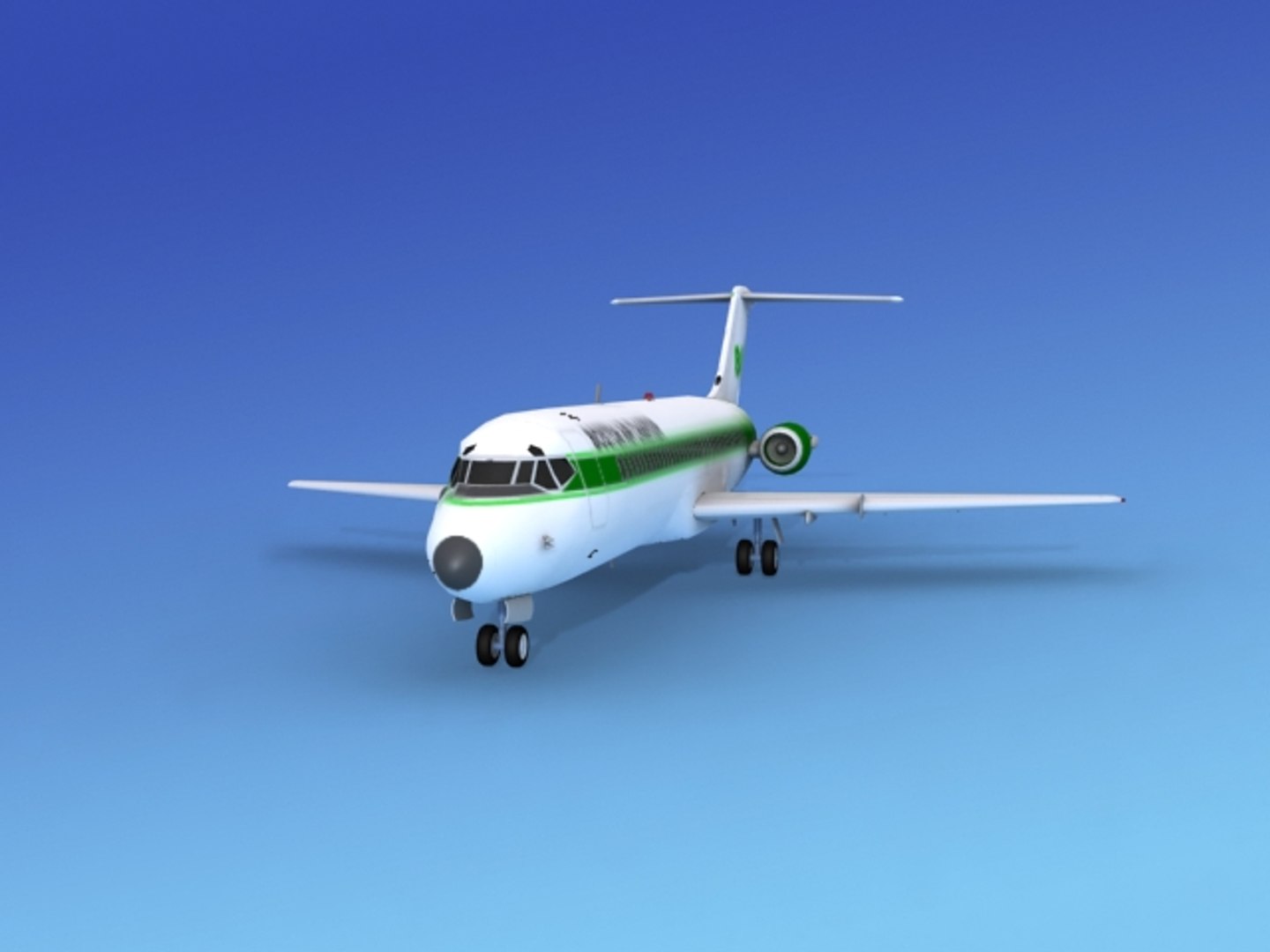 Dc-9 Commercial Airliner 3d Model