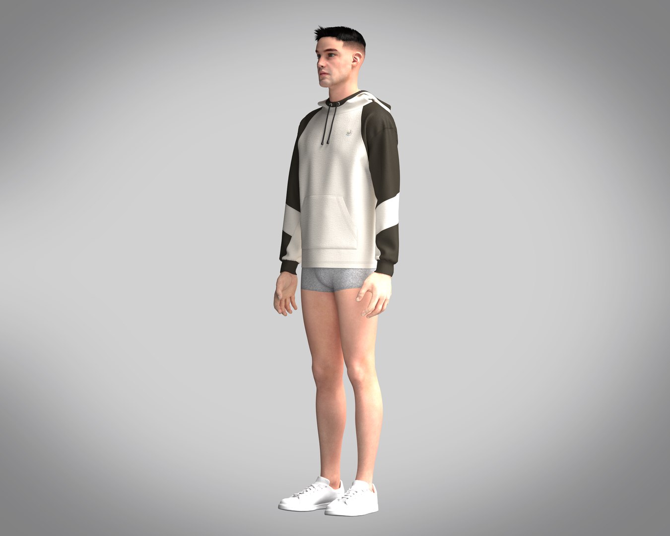 Mens Hoodie With Cut And Sew Color Block 3D Model - TurboSquid 2489331