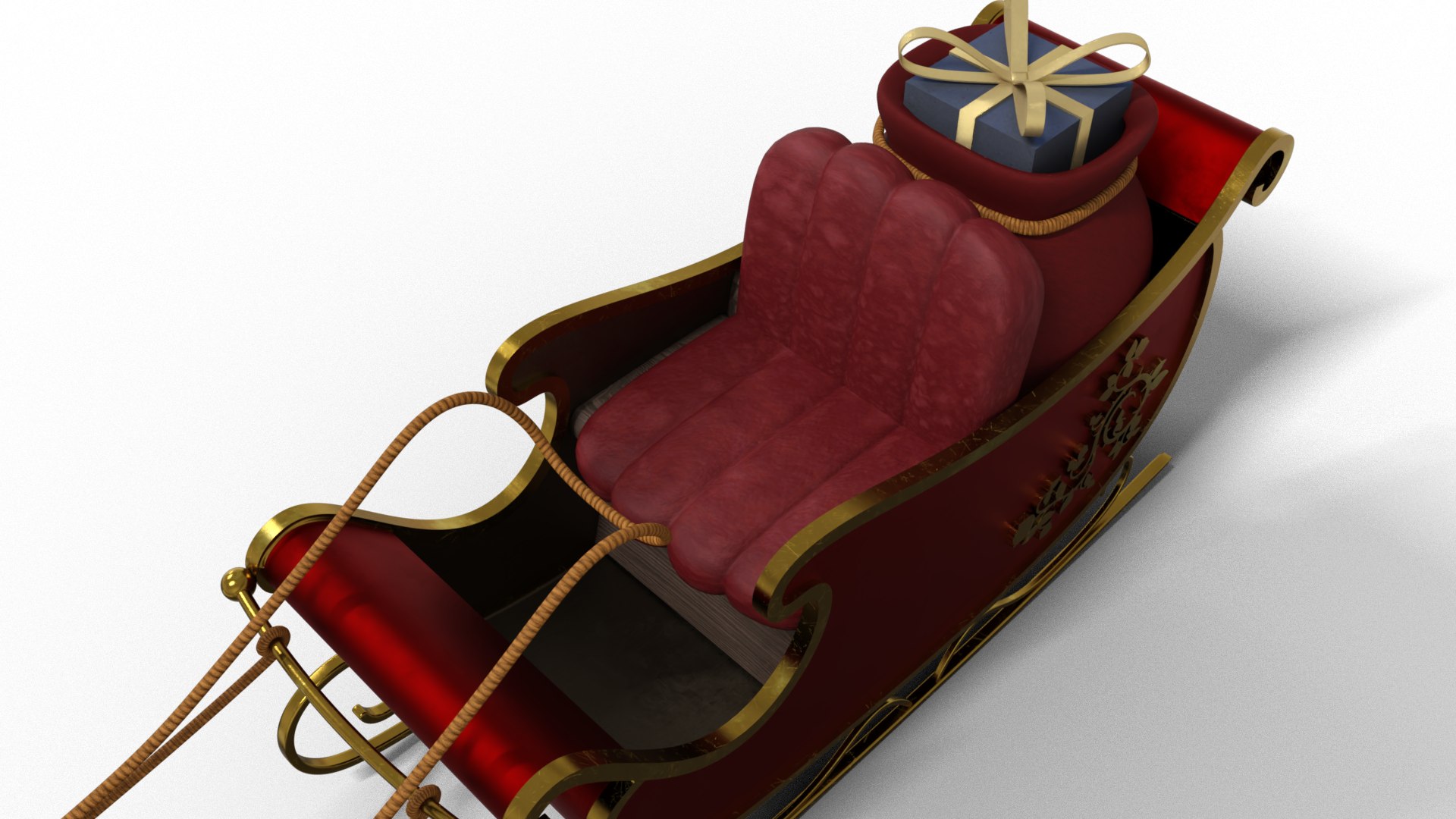 3D Model Santa Claus Sleigh With Gifts Low-poly 3D Model - TurboSquid ...