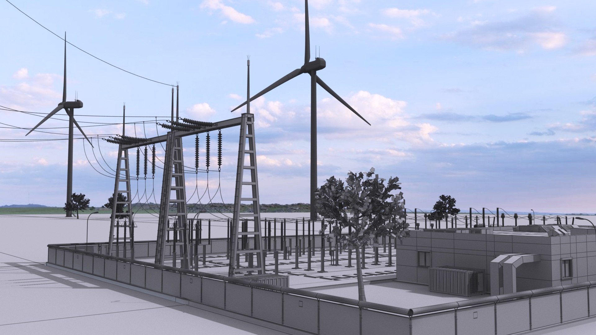 Wind Tirbune Substation Plant 3D model - TurboSquid 1725011