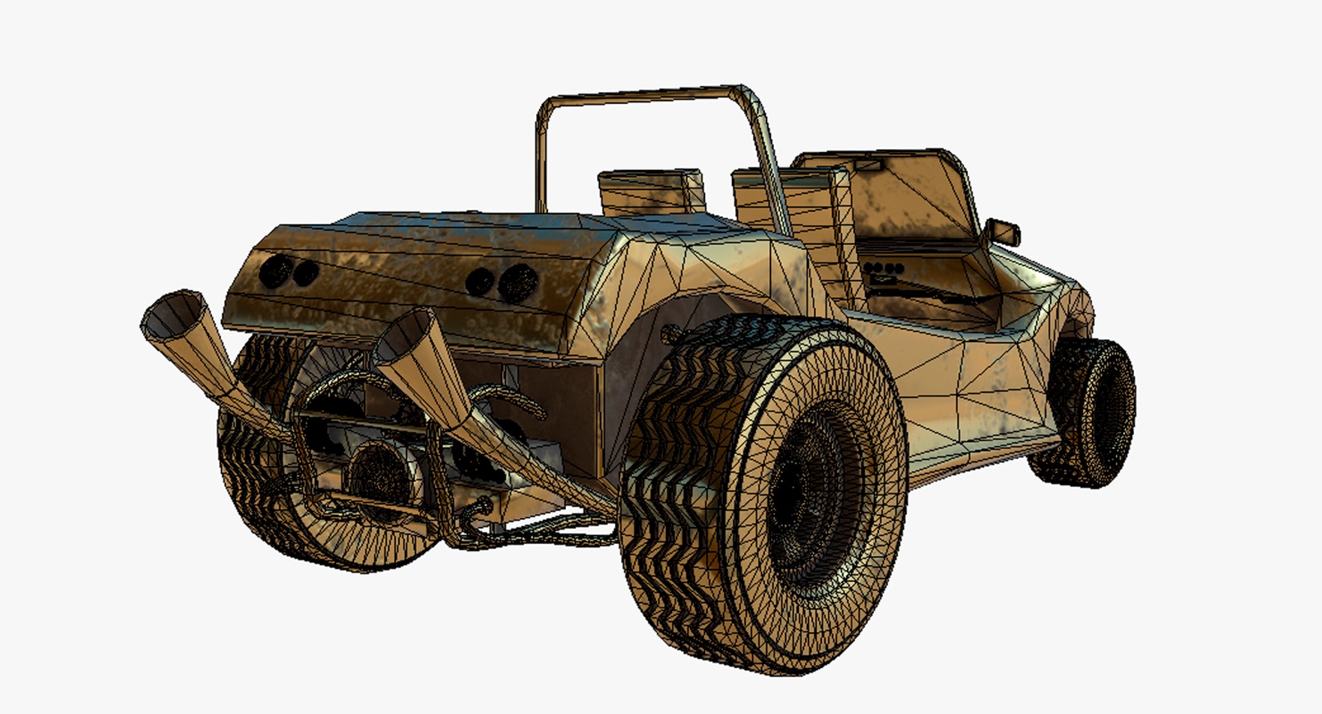 Golden Buggy Geep - 3d Obj