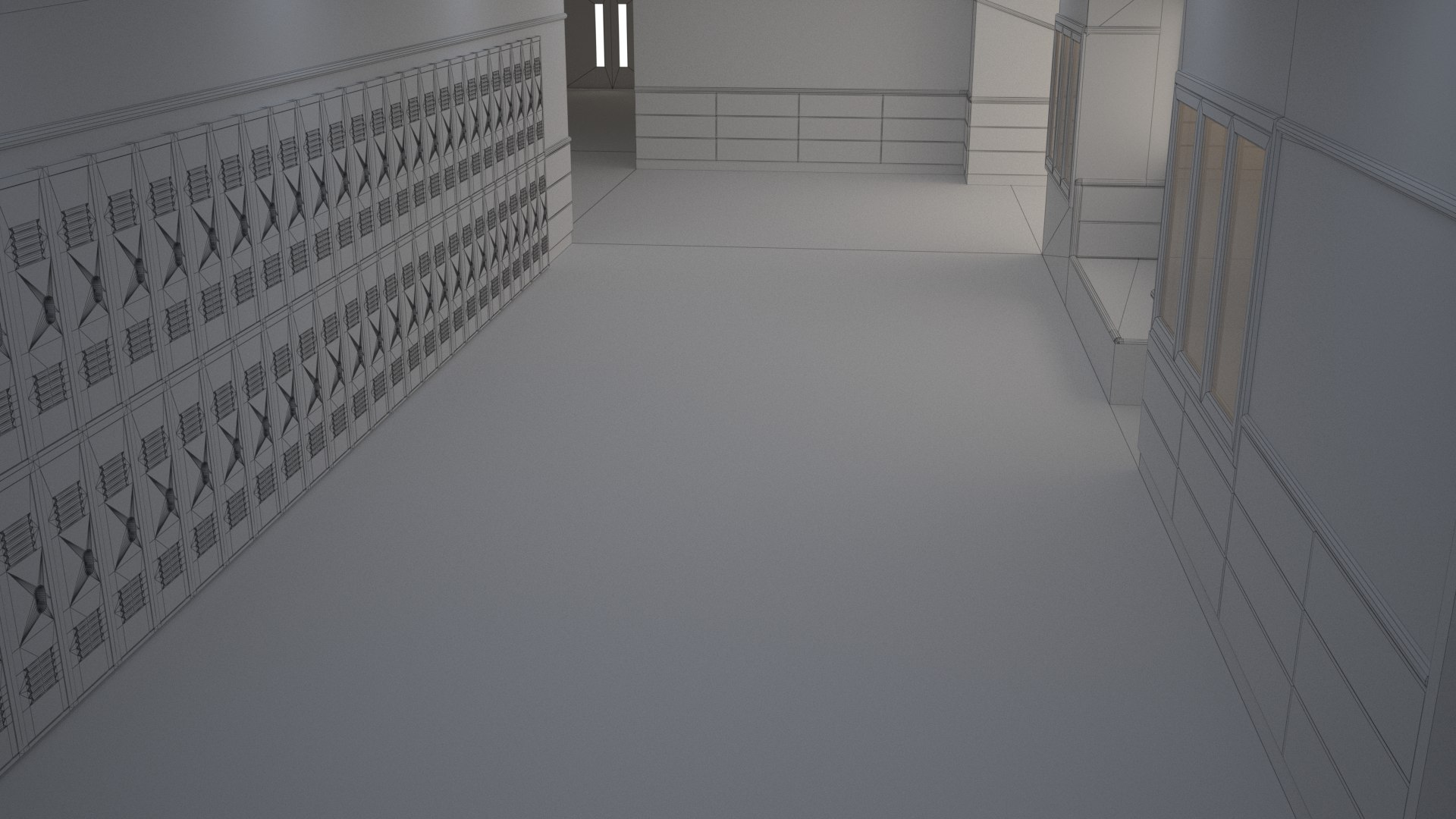 School hallway 3D - TurboSquid 1396007
