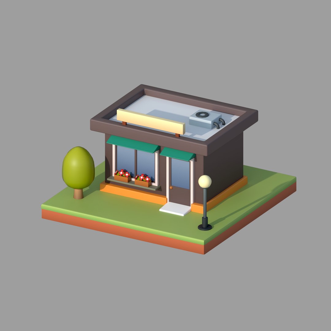 3D Model Low Poly Cartoon Building - TurboSquid 2220294