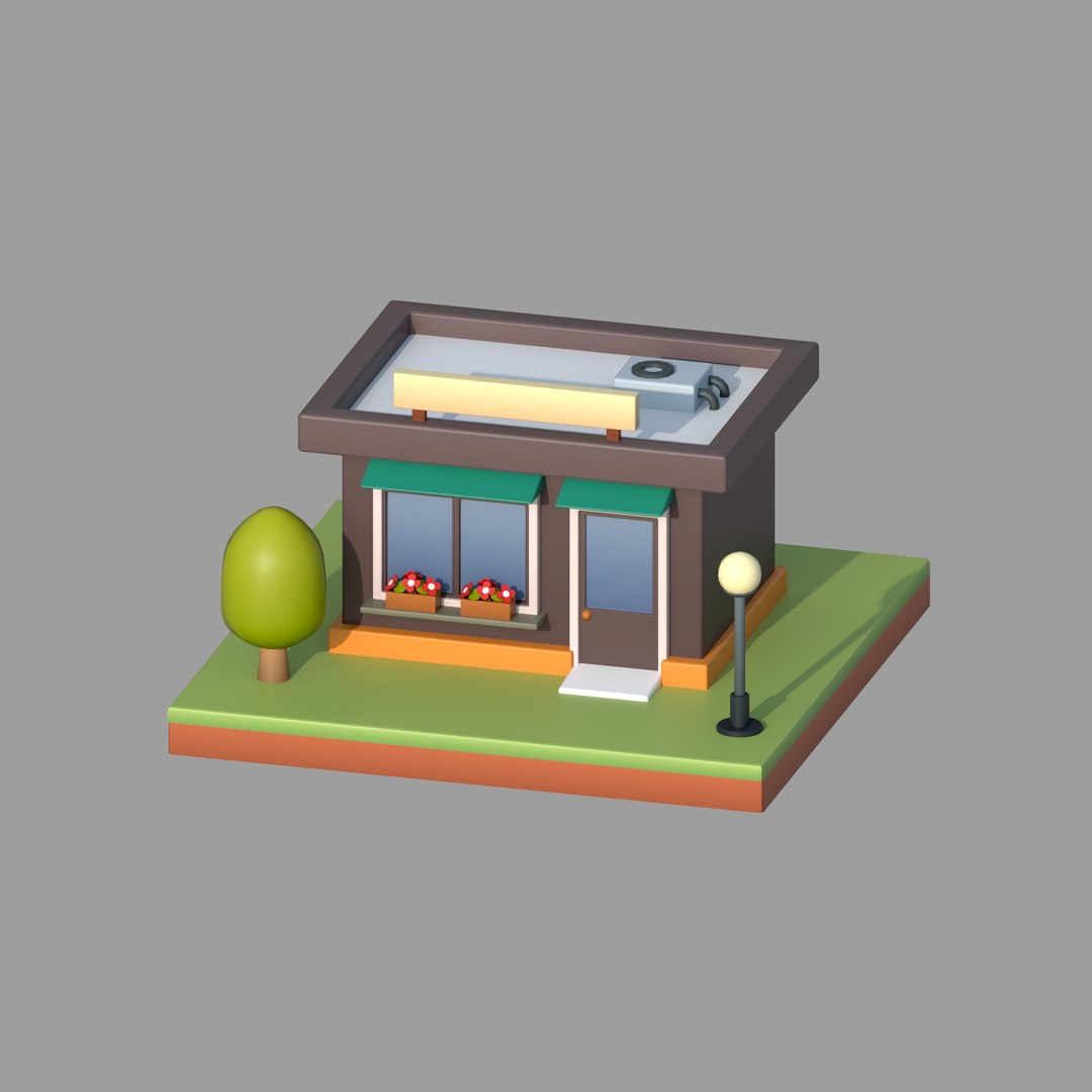 3D Model Low Poly Cartoon Building - TurboSquid 2220294
